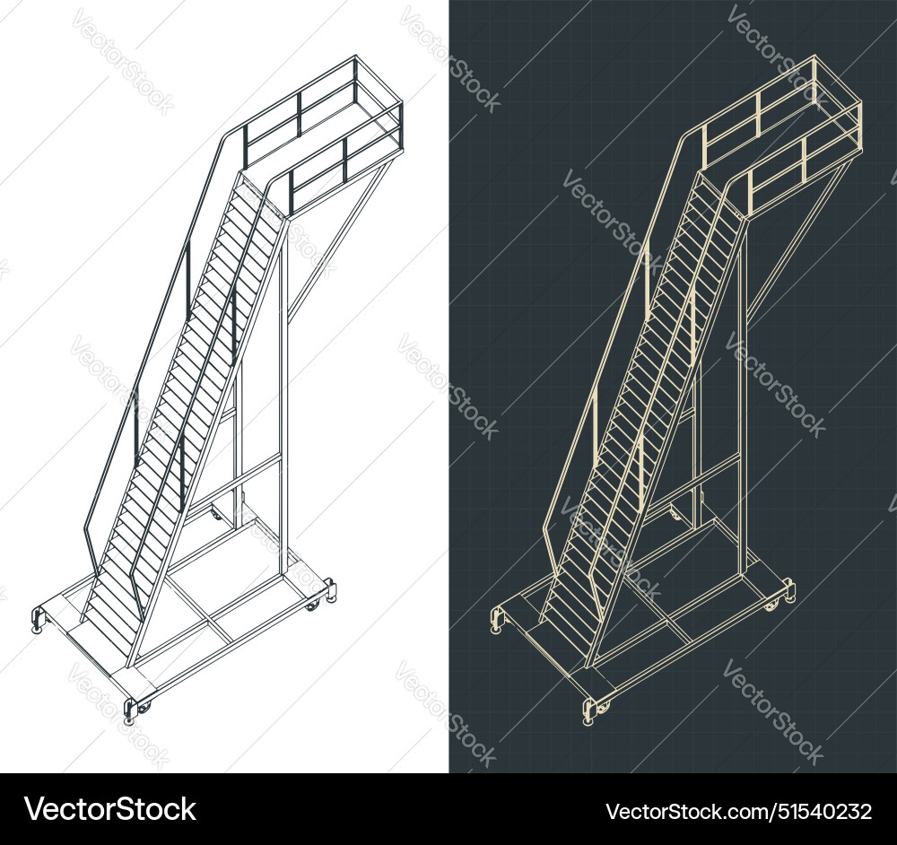 Mobile work platform isometric blueprints Vector Image
