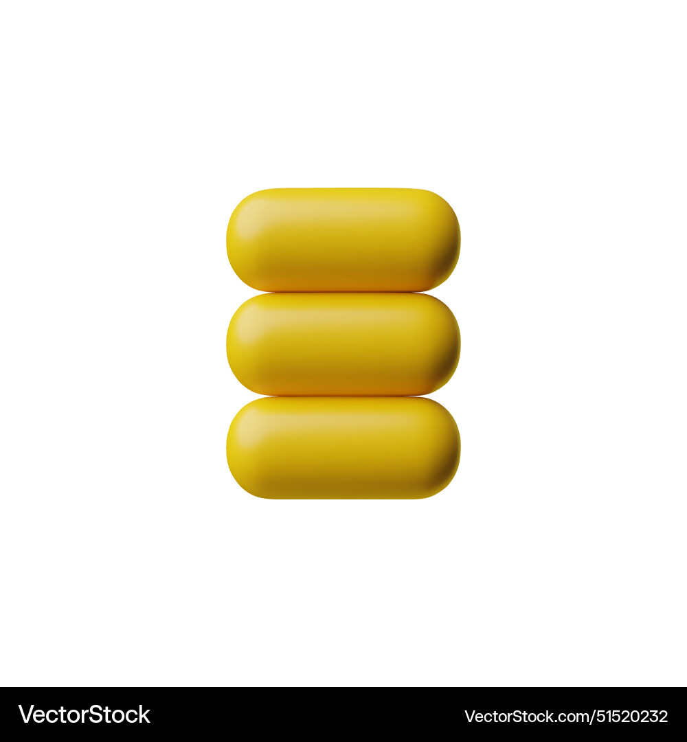 Stacked yellow cylinders bauhaus style 3d icon Vector Image