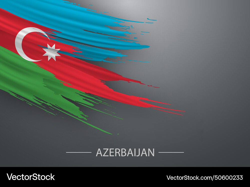 3d grunge brush stroke flag of azerbaijan Vector Image