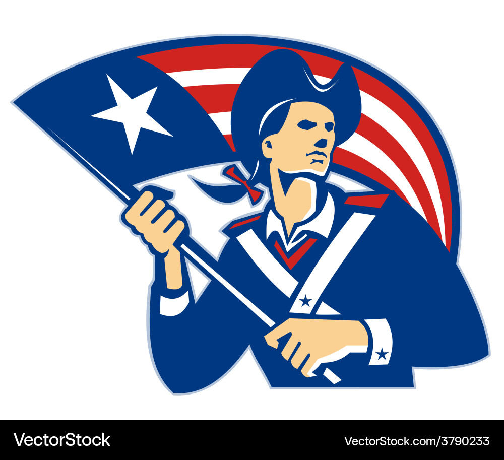 American Minuteman with Flag Royalty Free Vector Image