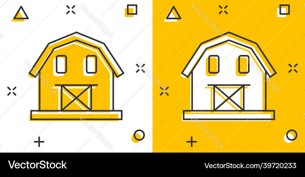 Barn icon in comic style farm house cartoon Vector Image
