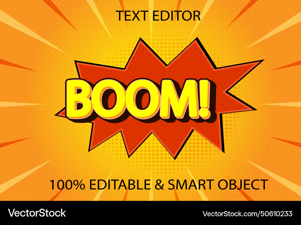 Boom 3 dimension emboss comic style Royalty Free Vector