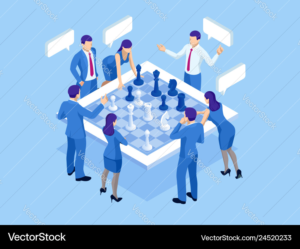 Business strategy concept isometric businessmen Vector Image