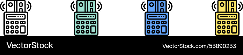 Card reader icon outline green blue and yellow Vector Image