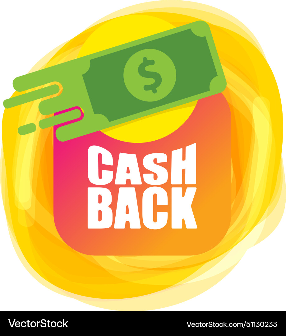 Cash back icon with dollar isolated Royalty Free Vector