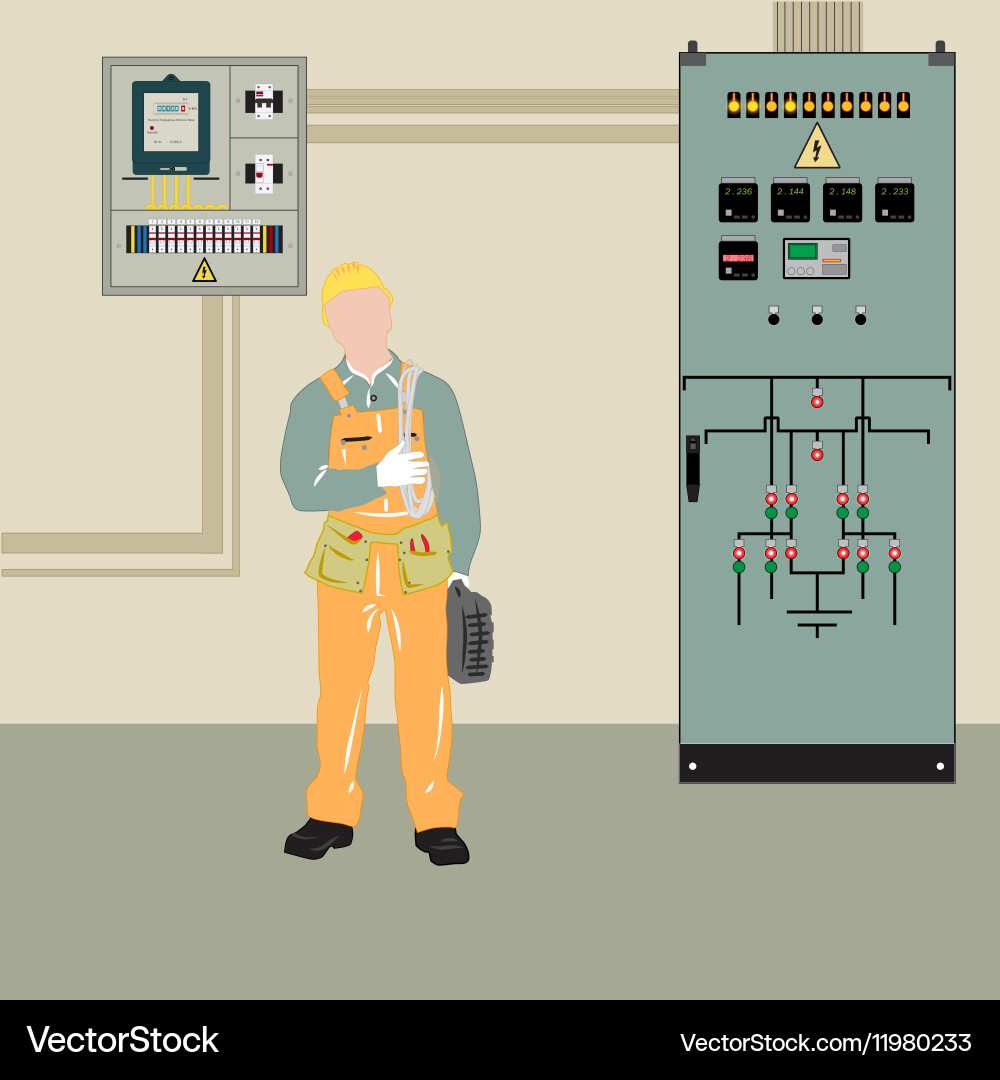 Electrician and equipment Royalty Free Vector Image