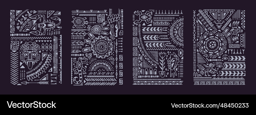 Ethnic ornaments posters ancient aztec maya Vector Image