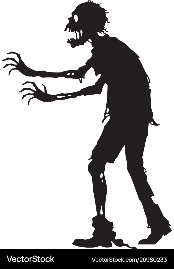 Graphic side zombie walking Royalty Free Vector Image