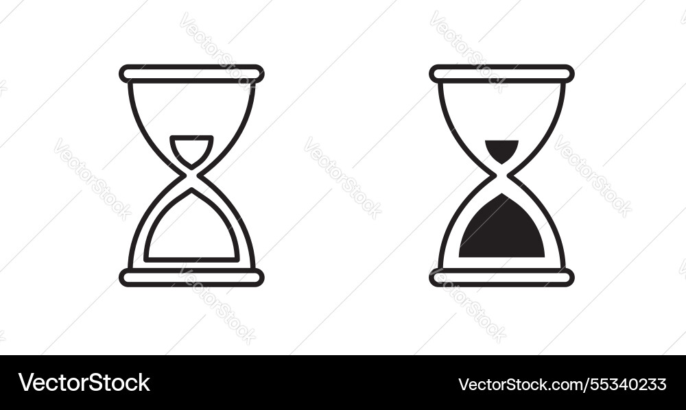 Hourglass end filled and outlined icons on white Vector Image