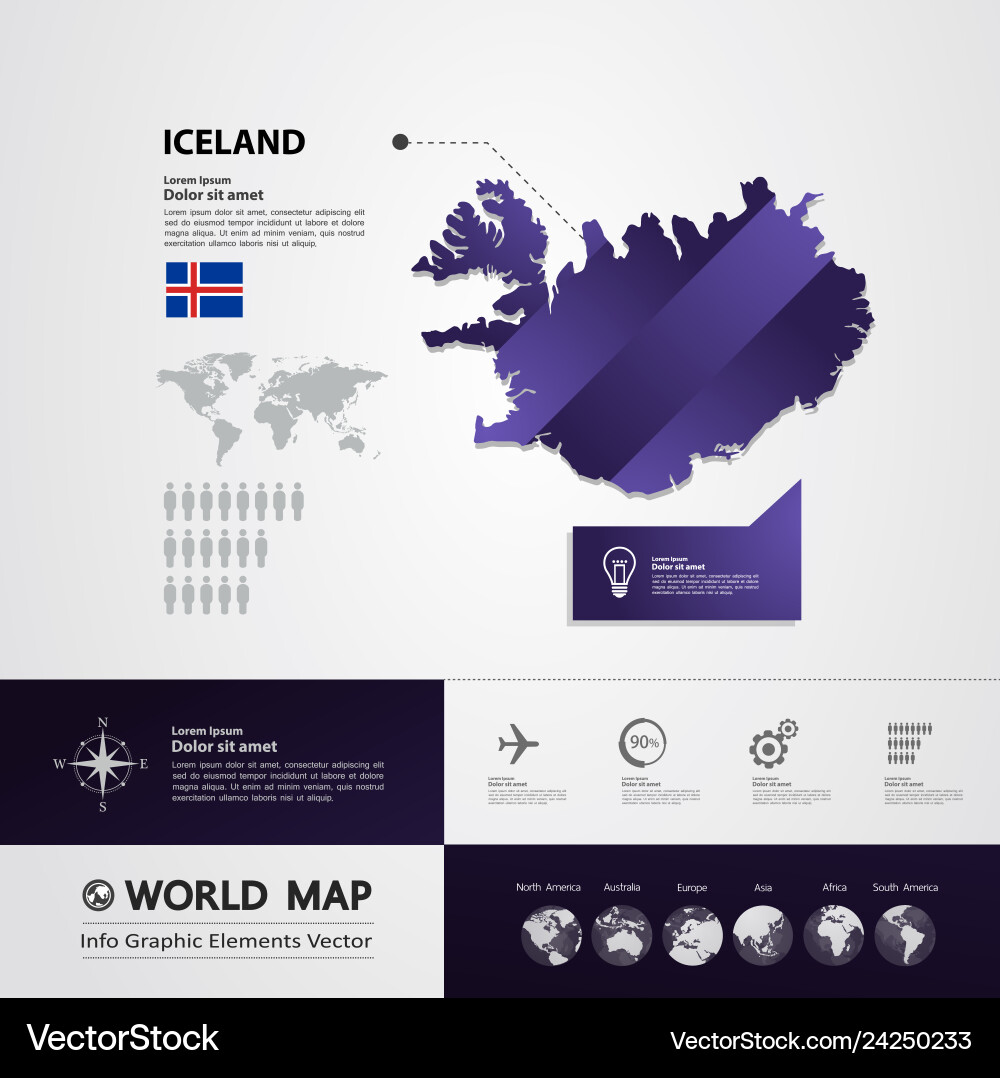 Iceland map Royalty Free Vector Image - VectorStock