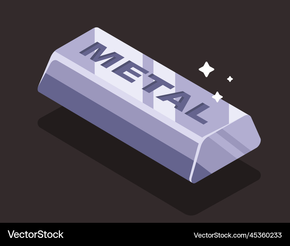 Metal palletized gray ingot on a dark background Vector Image