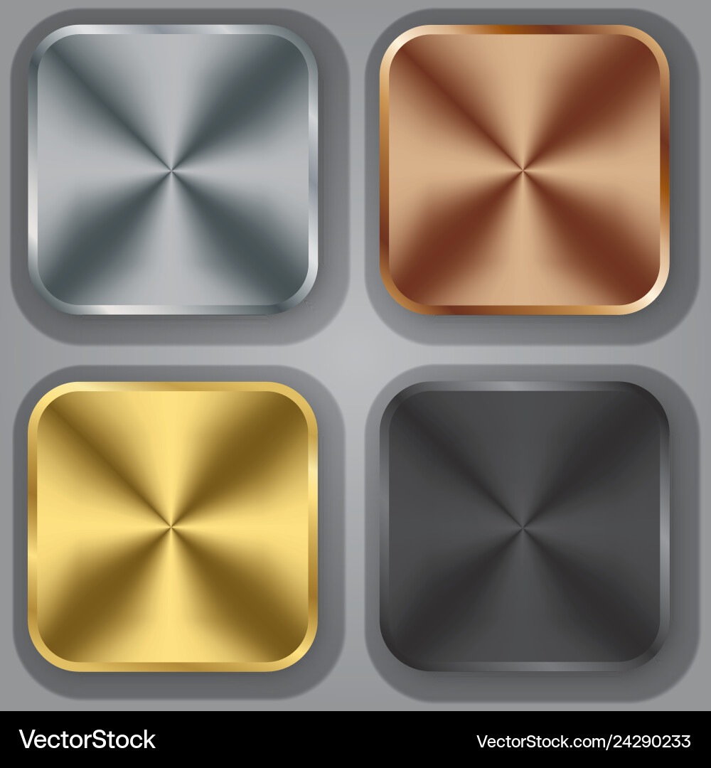 Metal templates set with texture button Royalty Free Vector