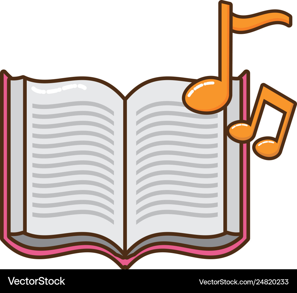 Offenes Buch mit Notensymbol Lizenzfreies Vektorbild