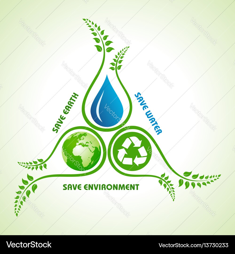 Save earthwater and environment concept Royalty Free Vector