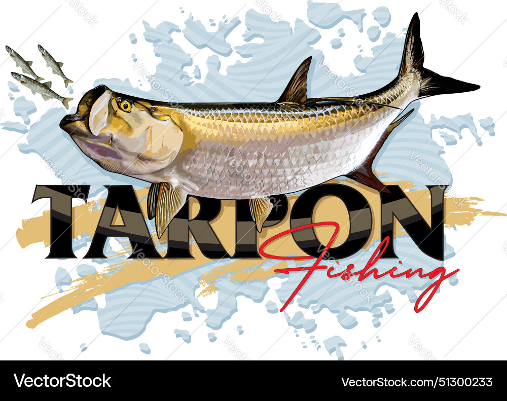 Tarpon Hunting - Big Fish Action Royalty Free Vector Image