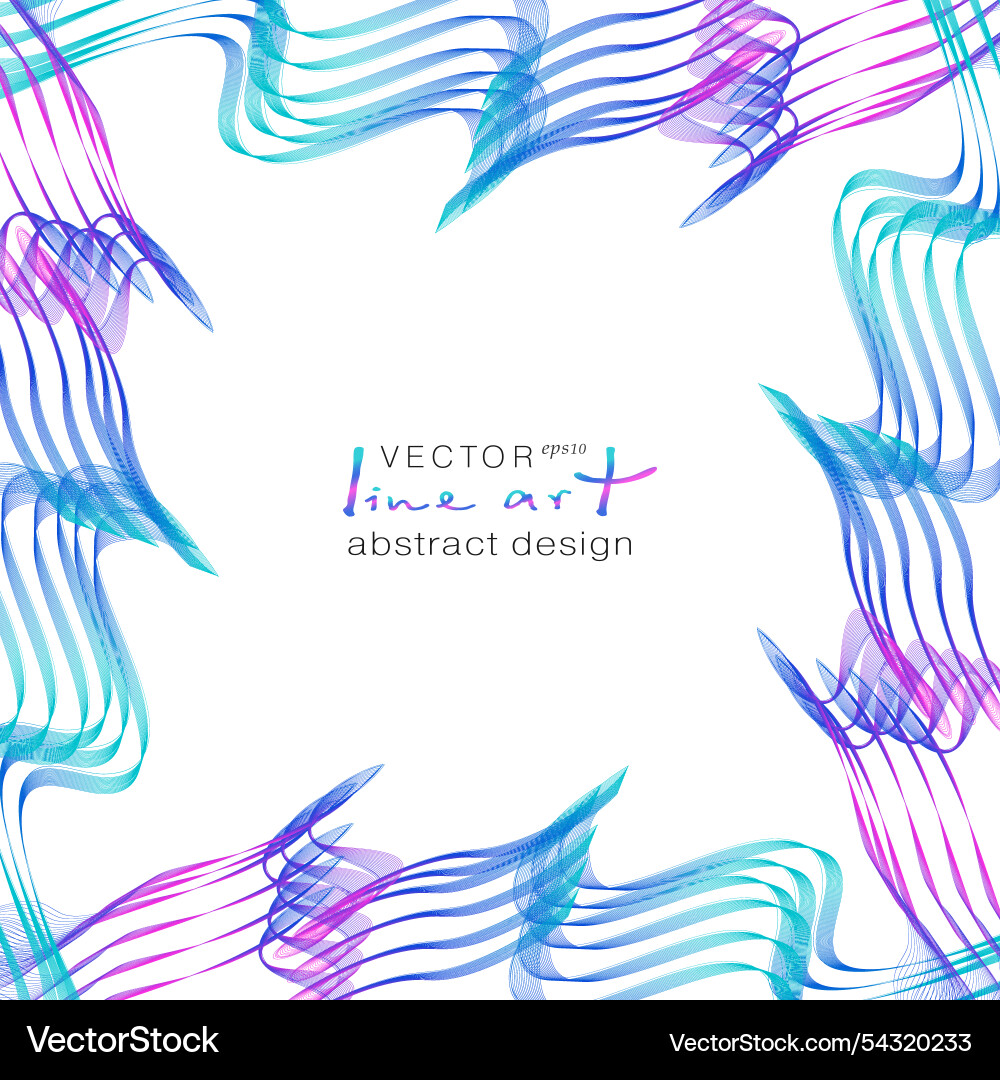 Teal blue purple frame squiggle line ornate border