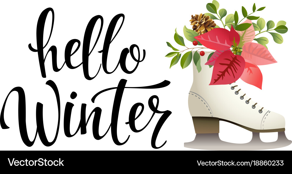Winter Hello Lettering Royalty Free Vector Image