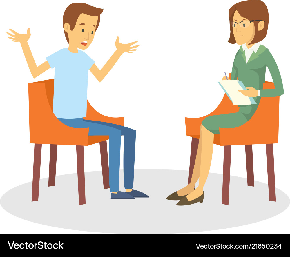 A depressed young man doing psychologist Vector Image