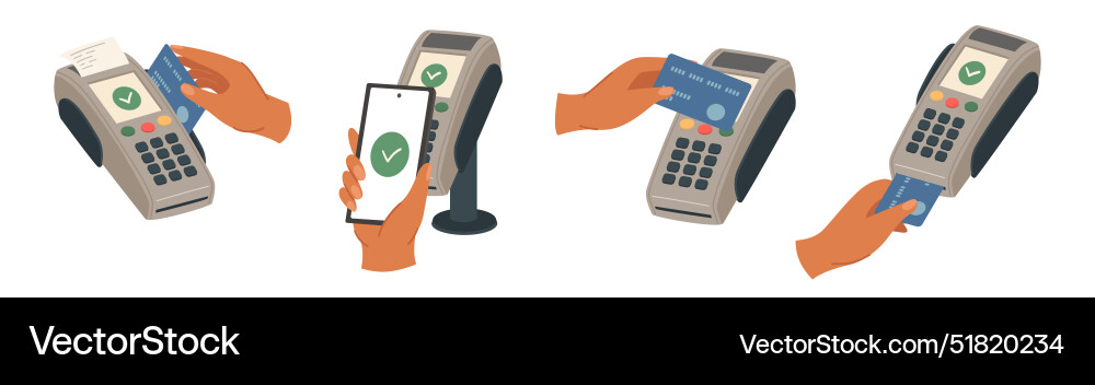Contactless payment with pos terminal service Vector Image