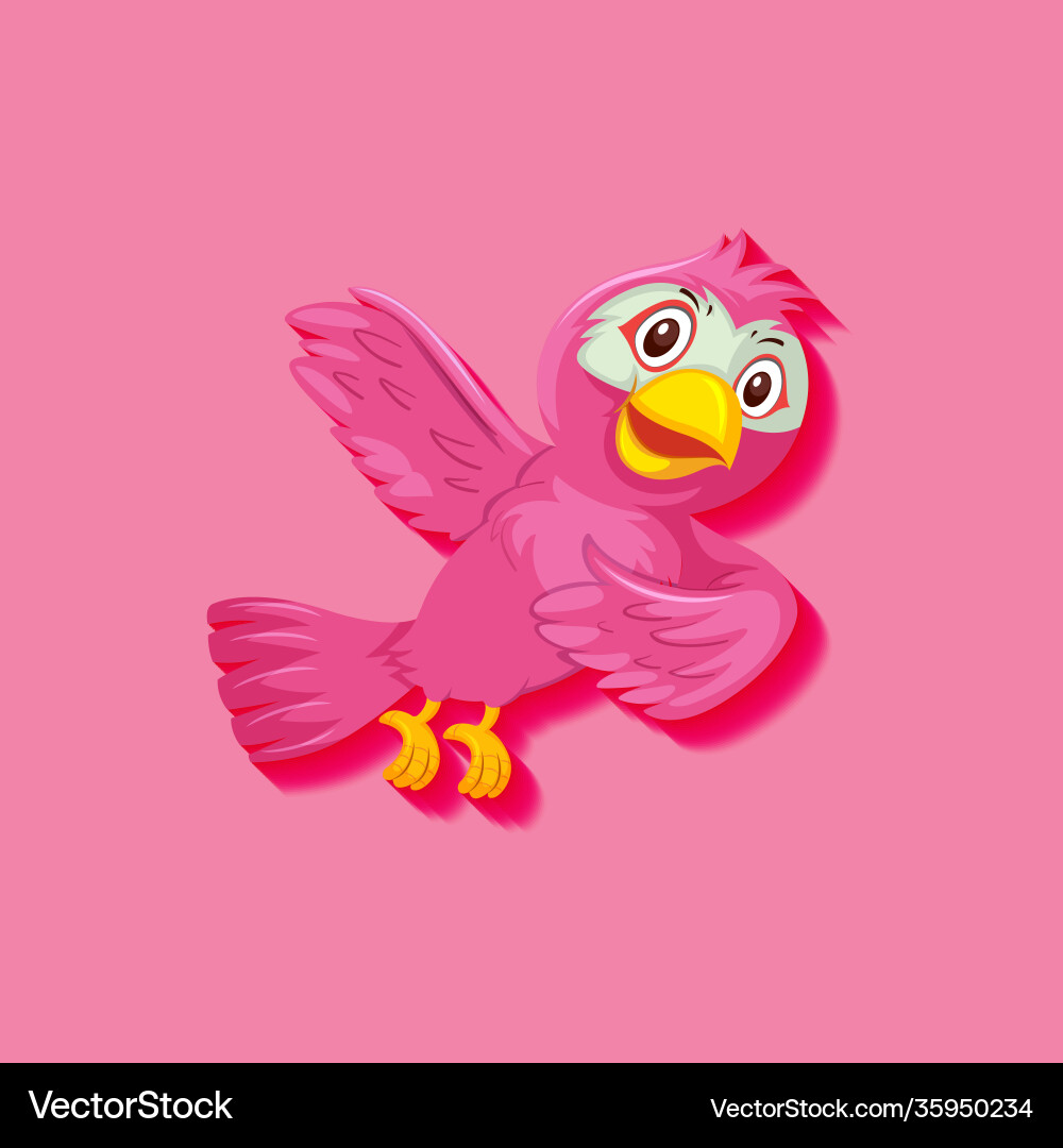 Cute pink bird cartoon character Royalty Free Vector Image