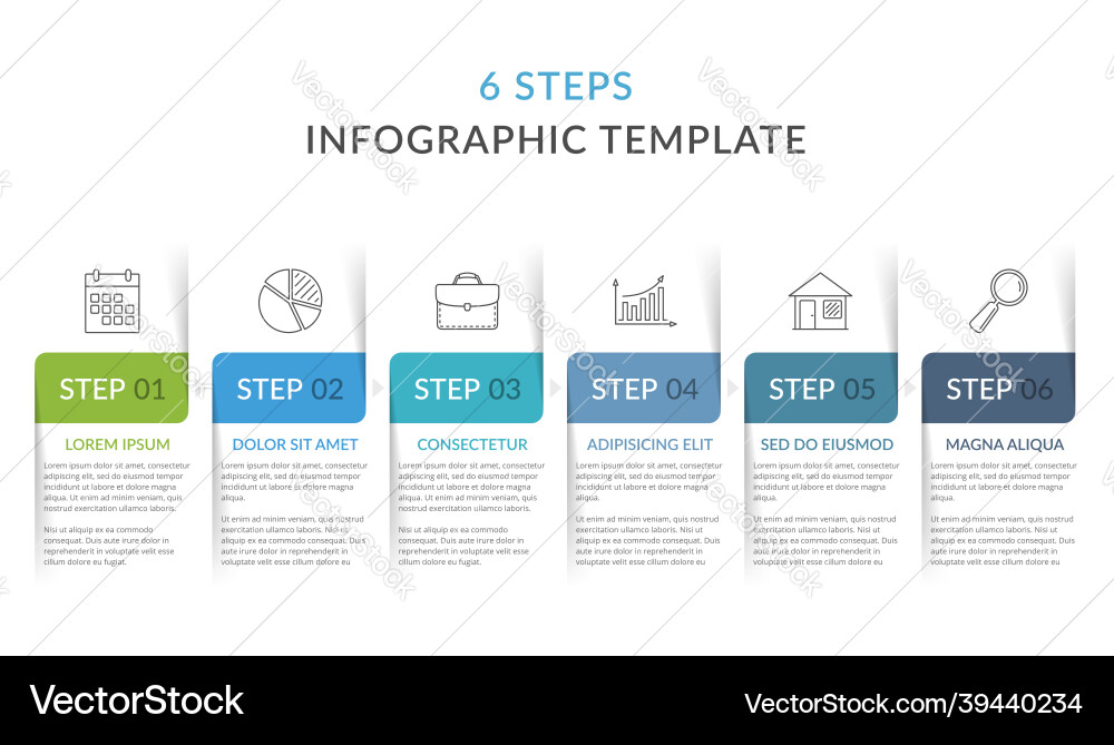 Infographic template with 6 steps Royalty Free Vector Image