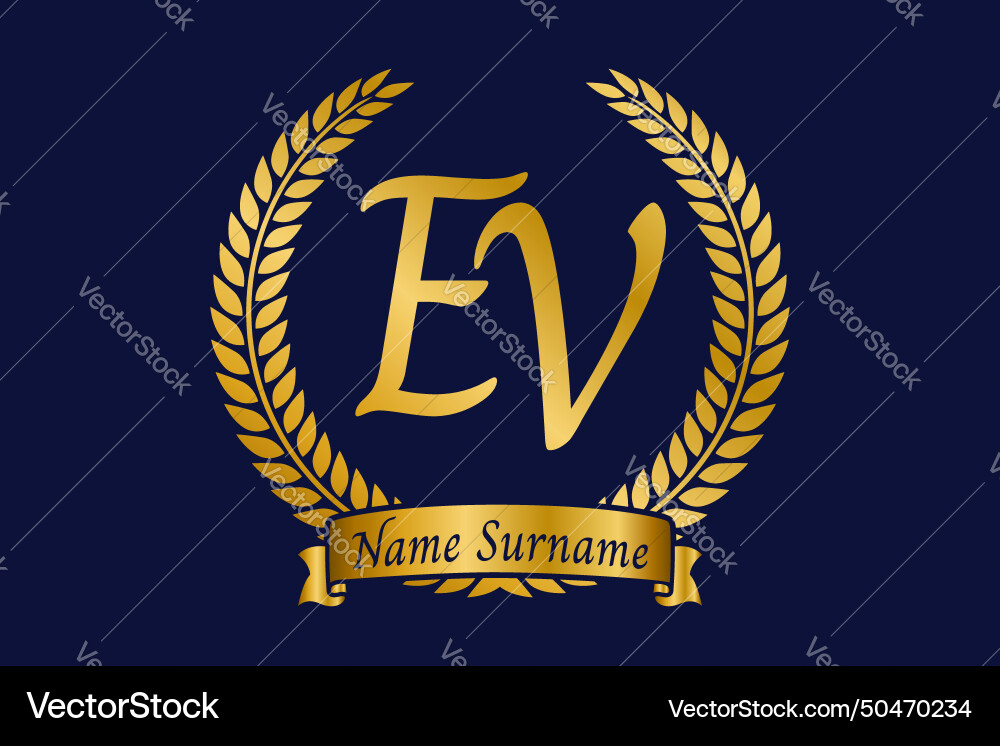 Initial letter e and v ev monogram logo design Vector Image