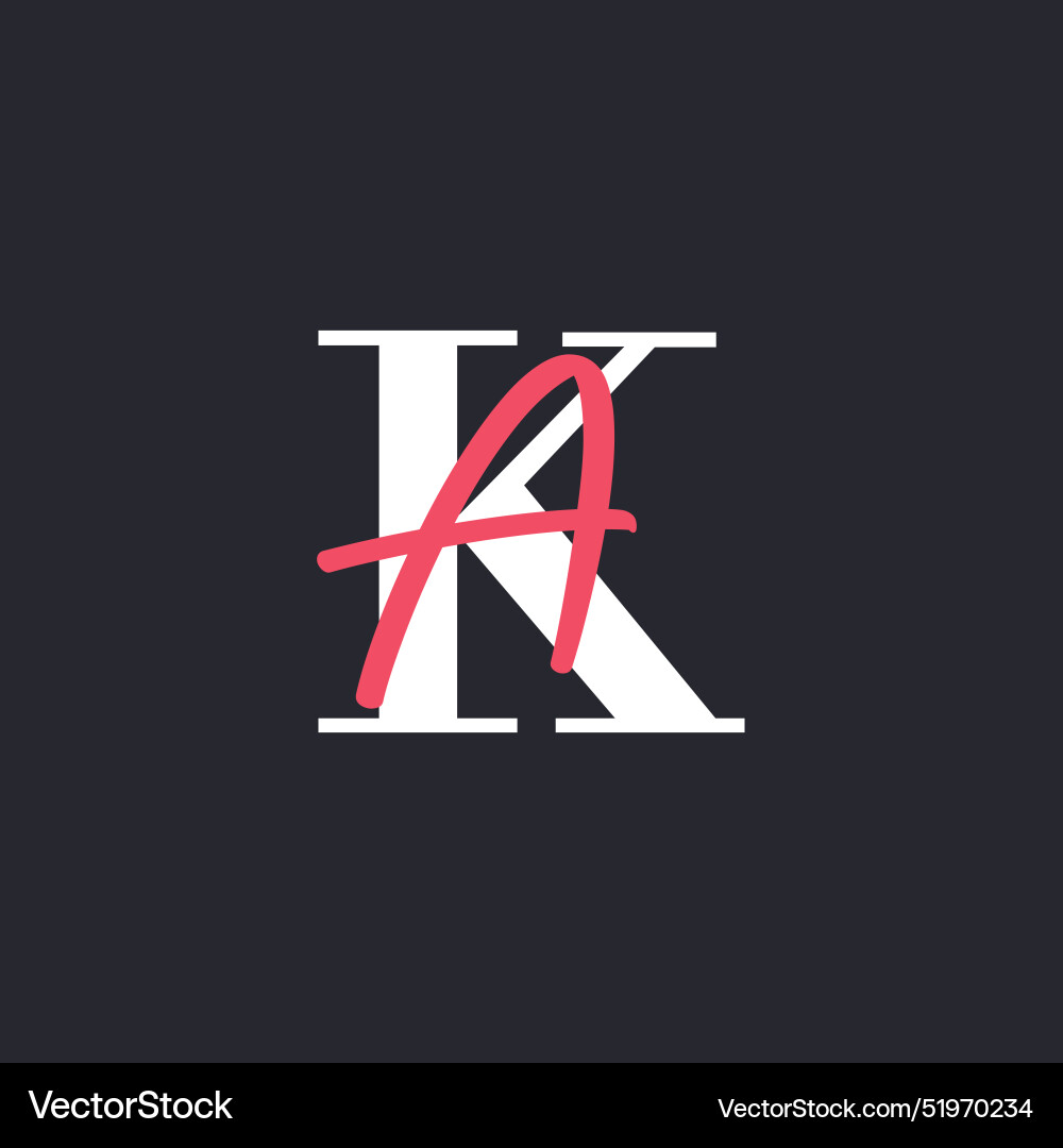 Letter ka logo perfectly blended initials Vector Image