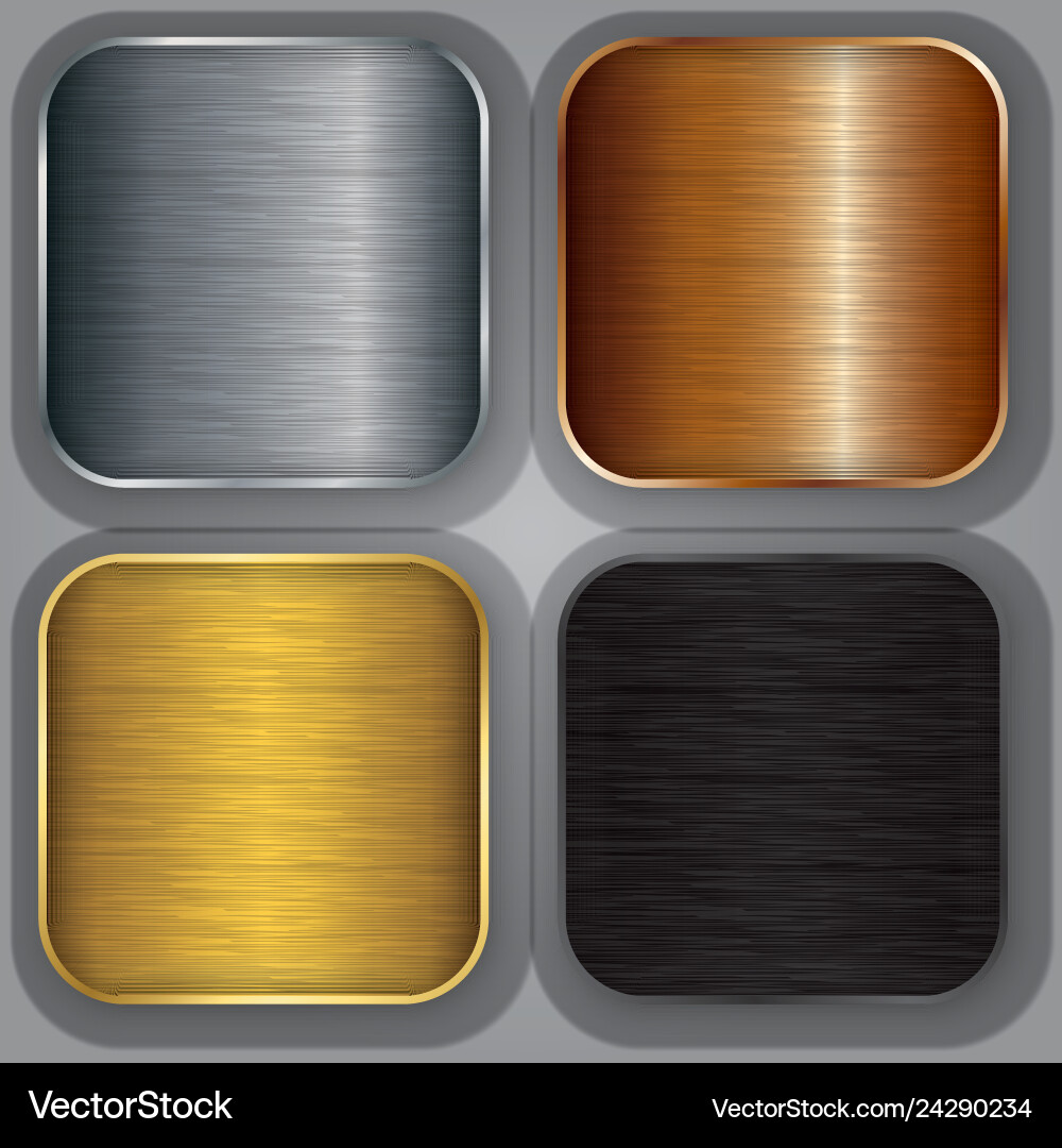 Metal templates set with texture button Royalty Free Vector