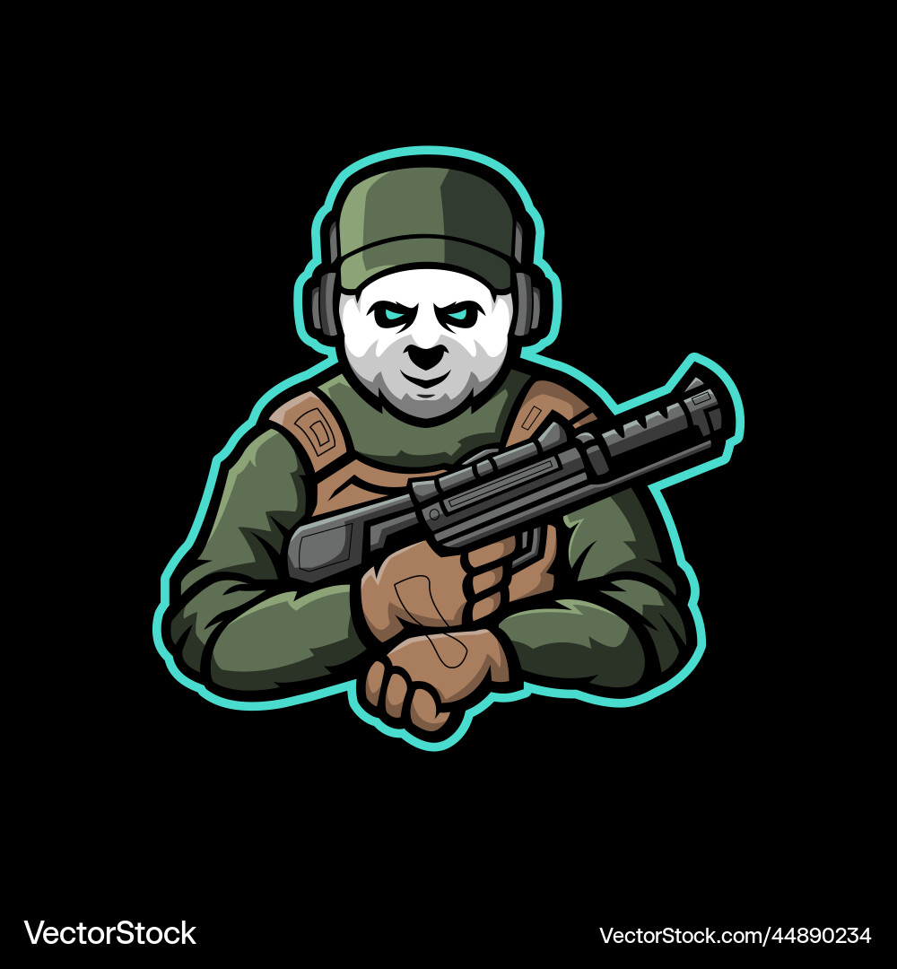 Panda warrior mascot logo Royalty Free Vector Image