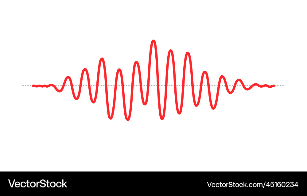 Red sinusoid impulse signal line black curve Vector Image