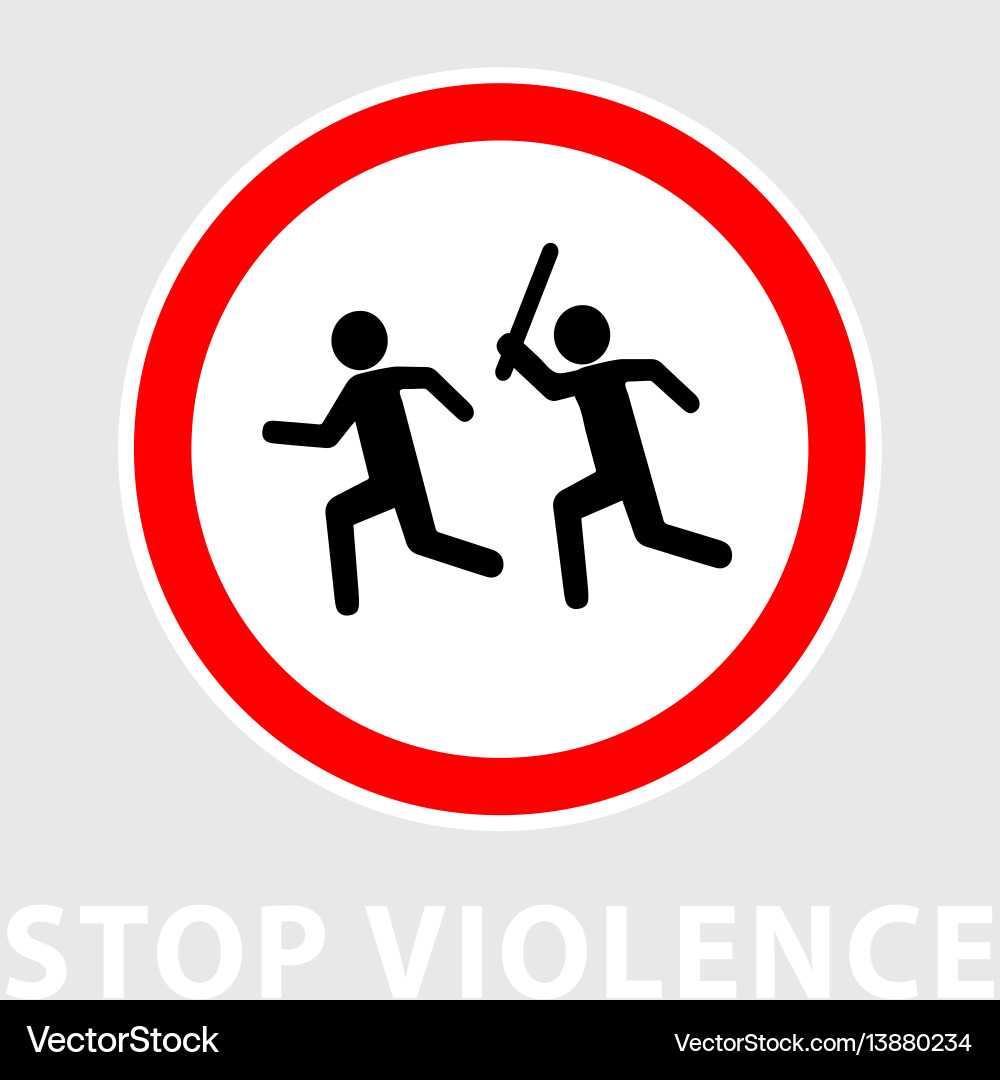 Sign stop violence one symbolically man runs Vector Image