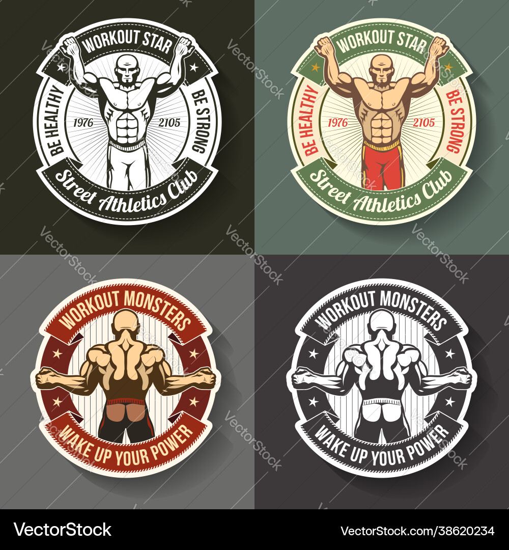 Street workout logos in form badges Royalty Free Vector