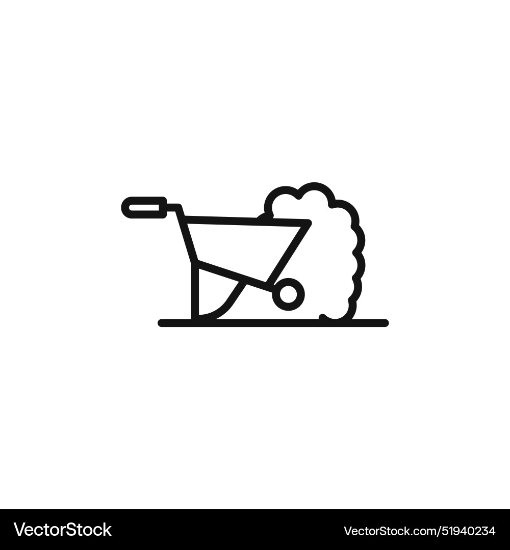 Wheelbarrow unloading icon logo sign outline Vector Image