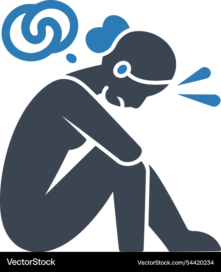 Woman with stress icon Royalty Free Vector Image