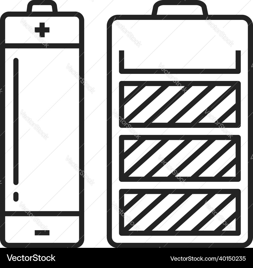 Battery icon power charge energy source line Vector Image