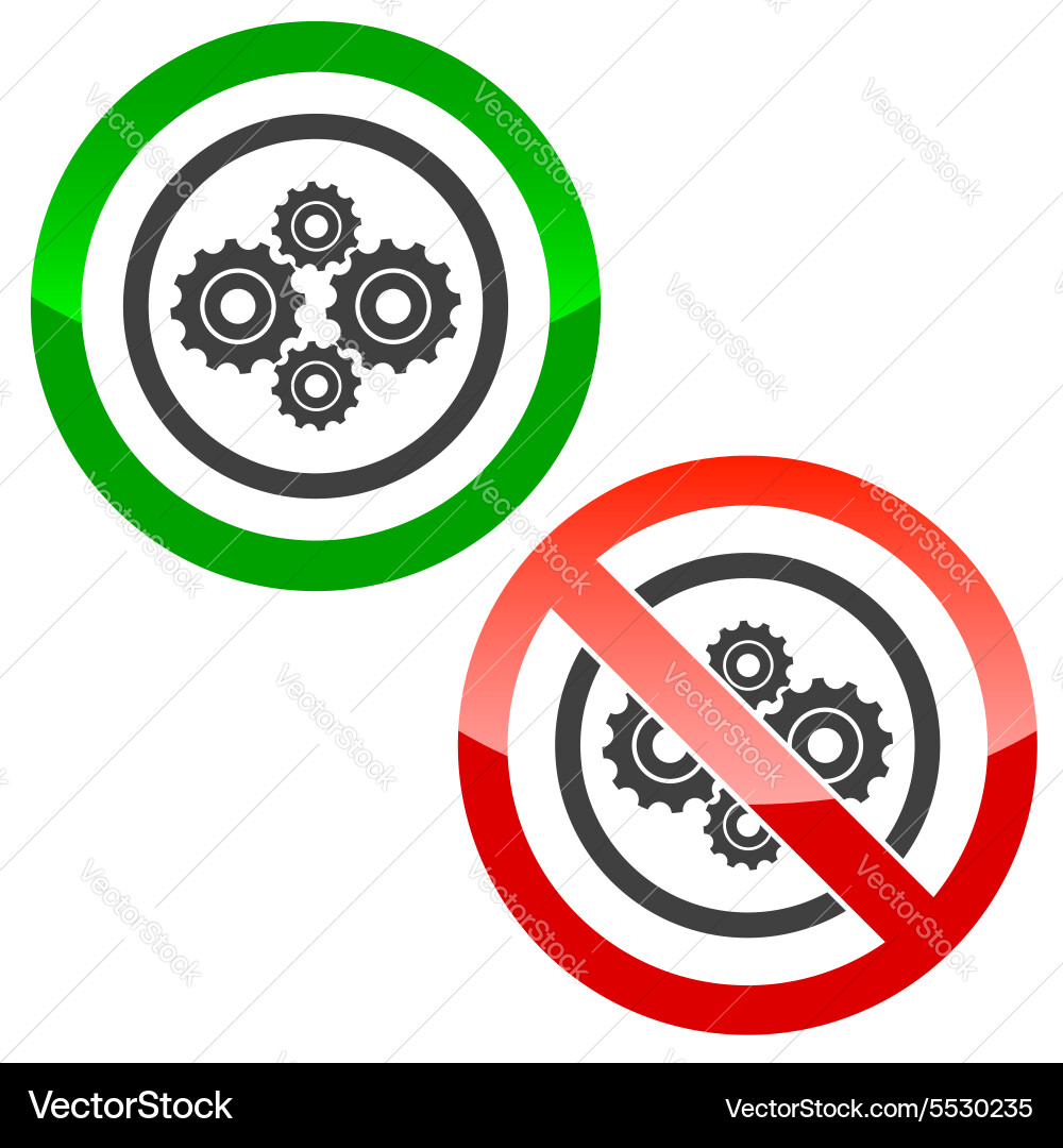 Cogs permission signs Royalty Free Vector Image