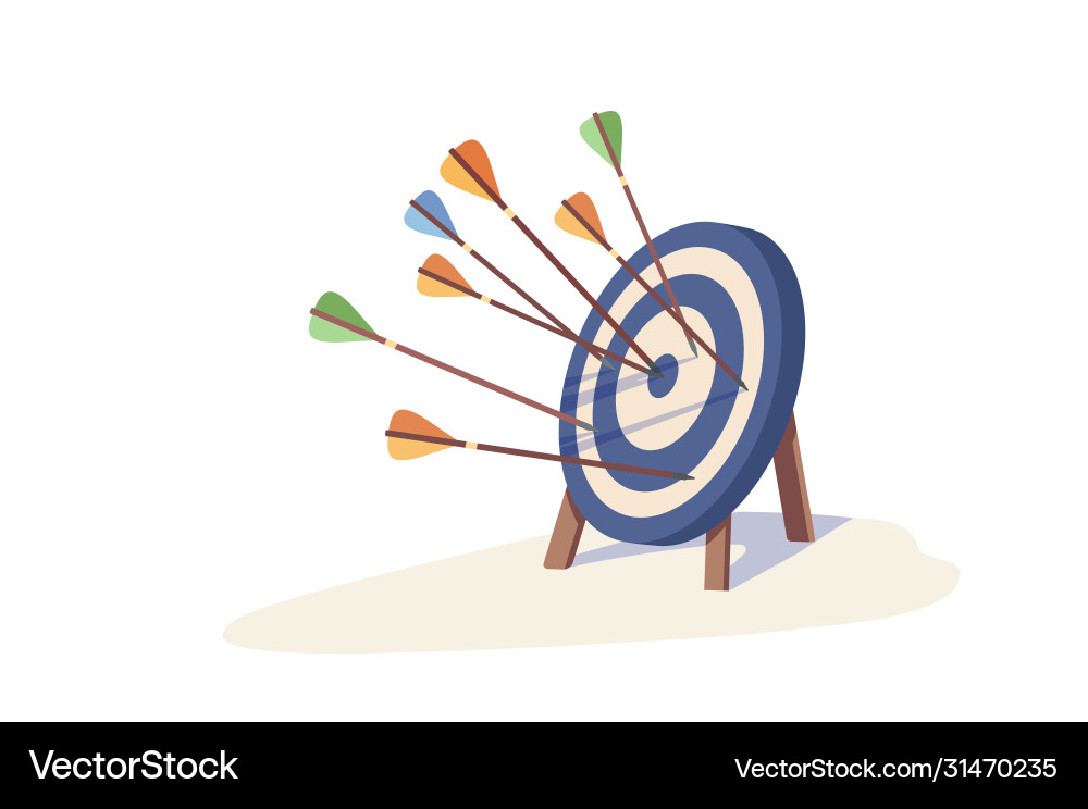 Colorful arrow hitting target mark Royalty Free Vector Image