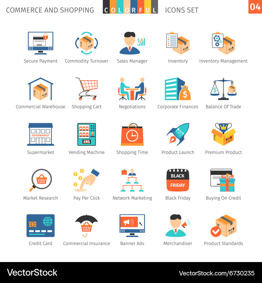 Commerce set 04 Royalty Free Vector Image - VectorStock