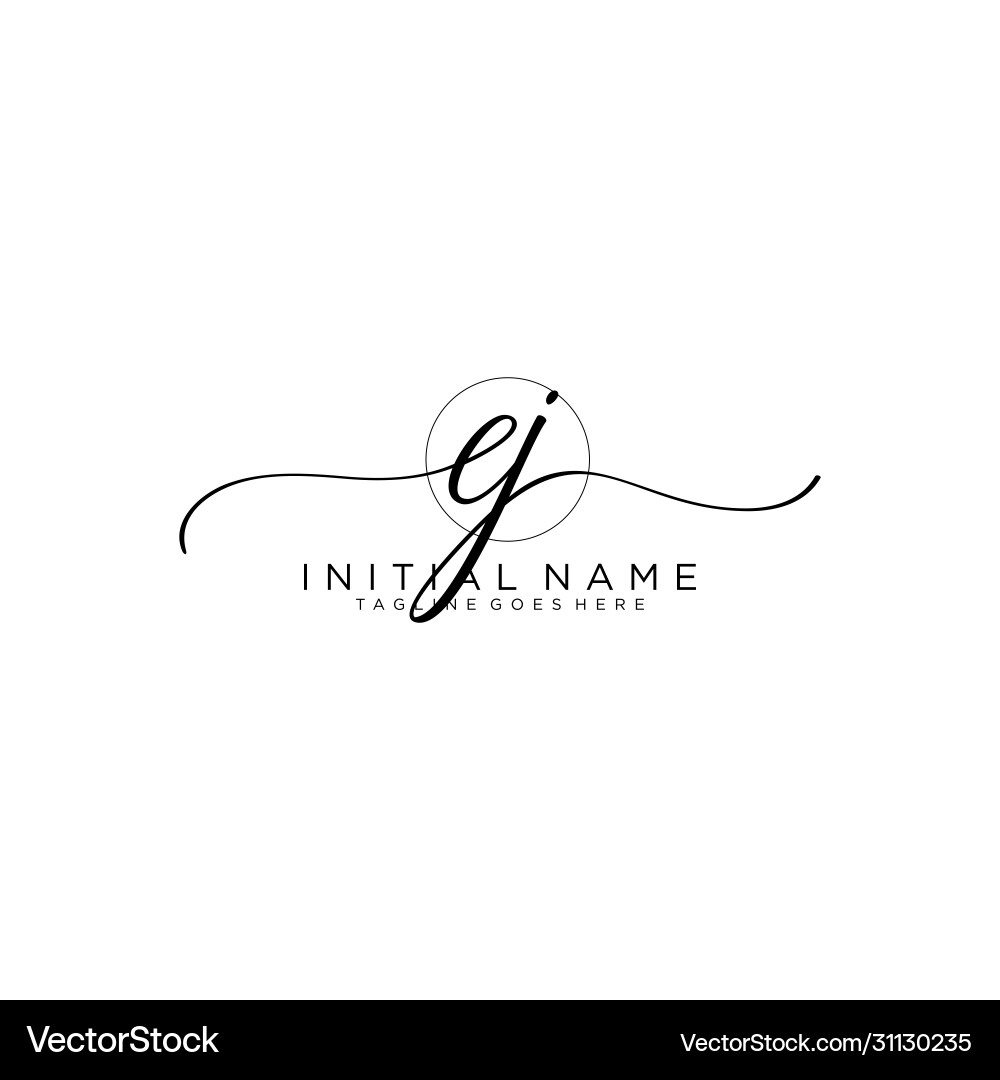 Ej initial handwriting logo with circle template Vector Image