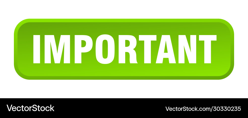 Important button square 3d push Royalty Free Vector Image