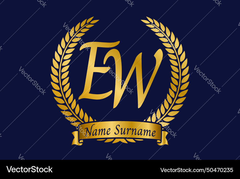 Initial letter e and w ew monogram logo design Vector Image