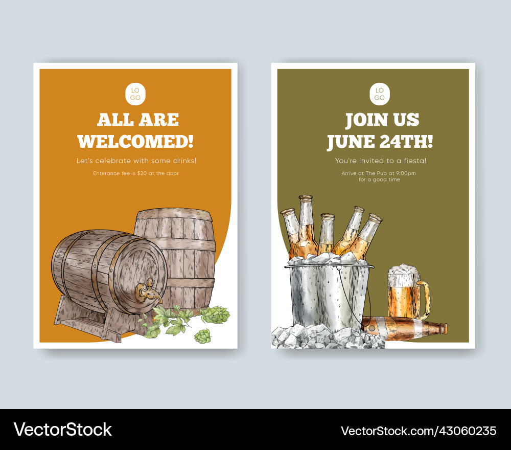 Invitation card template with craft beer Vector Image