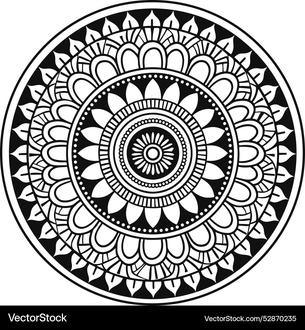 Mandala and line art with coloring page black Vector Image