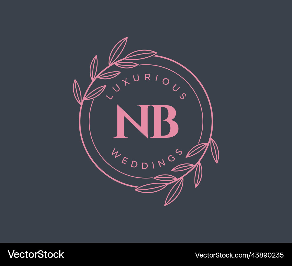 Nb initials letter wedding monogram logos Vector Image
