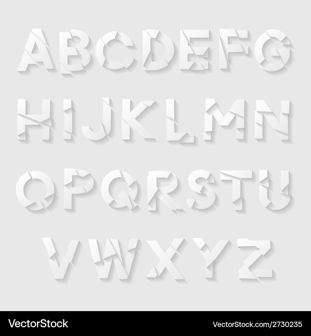 Paper alphabet with cut letters Royalty Free Vector Image