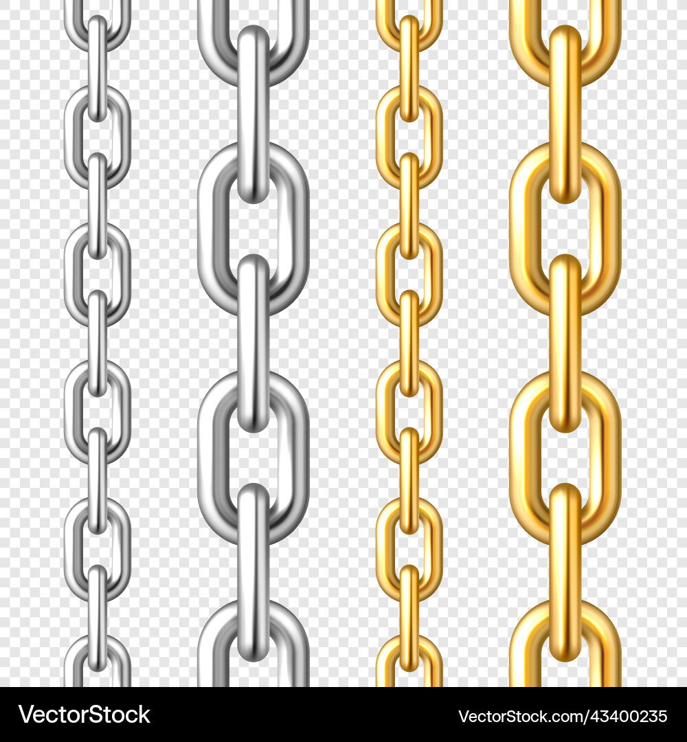 Realistic seamless golden and silver chains Vector Image