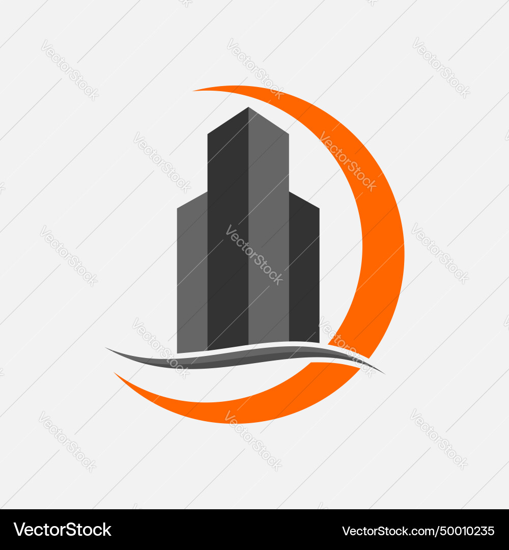 Swooshed real estate logo Royalty Free Vector Image