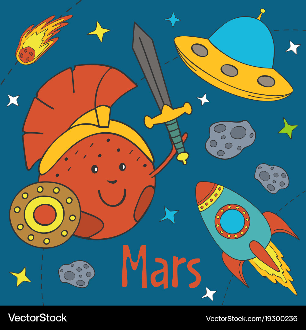 Cartoon Mars Planet Royalty Free Vector Image - VectorStock