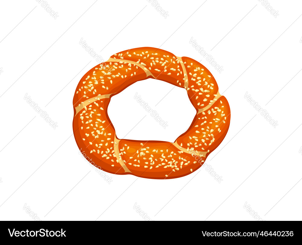 Cartoon turkish simit isolated one bagel Vector Image