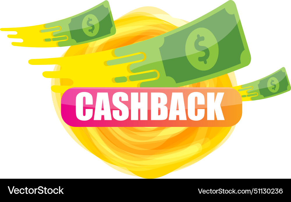Cash back icon with dollar isolated on Royalty Free Vector